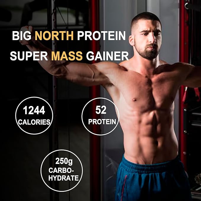 Super Mass Gainer, 52g Protein, 250g Carbohydrate, 1244 Calories, (500Grams) (Double Rich ...